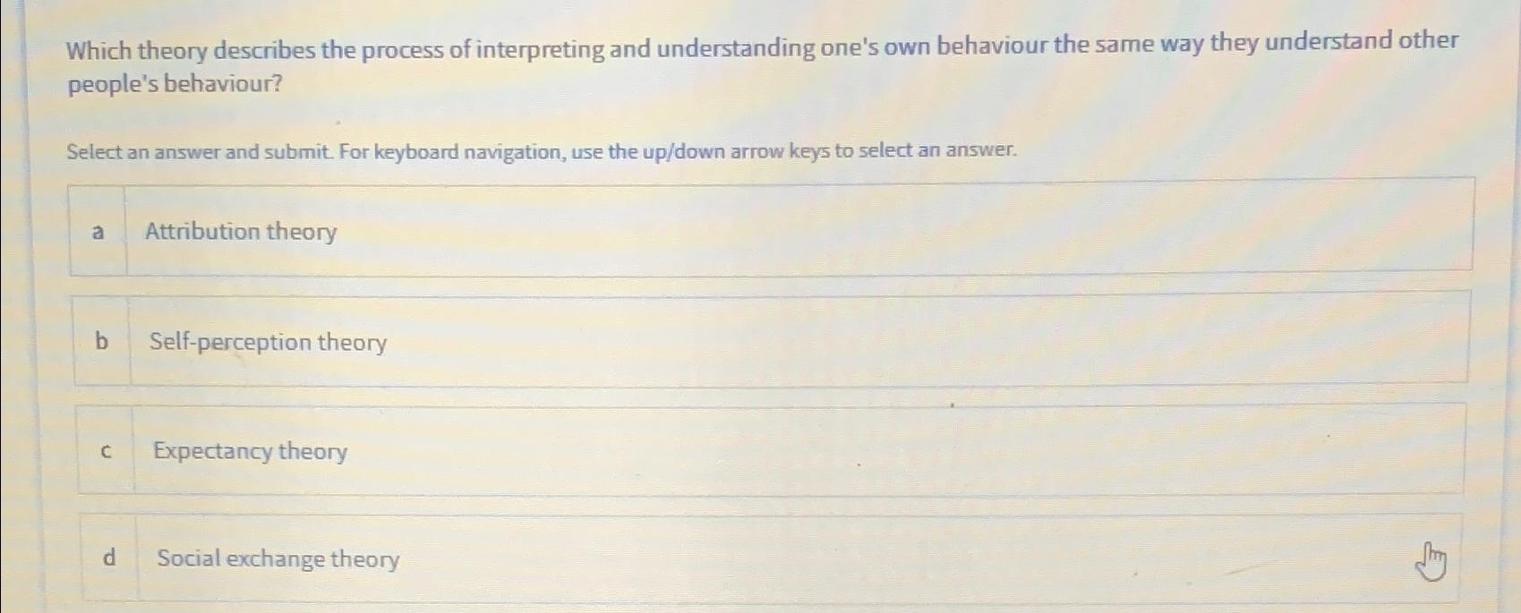 Solved Which theory describes the process of interpreting | Chegg.com