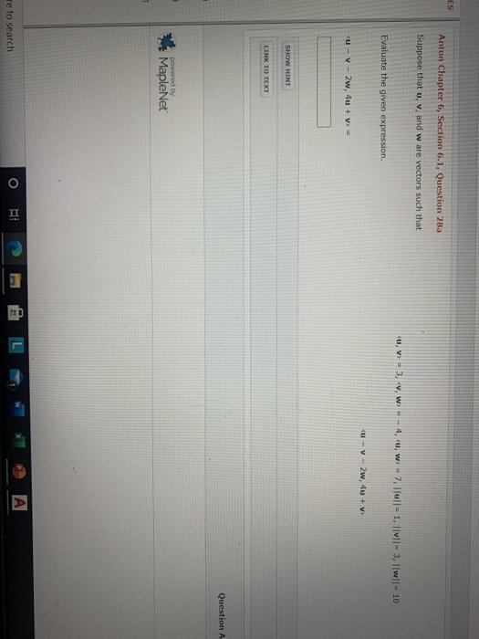 Solved ES Anton Chapter 6, Section 6.1, Question 28a Suppose | Chegg.com