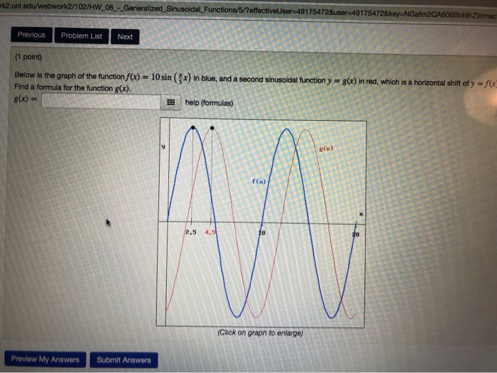 Solved 2.unl.edu/webwork2/102/HW_06_-_Generalized_Sinusoidal | Chegg.com