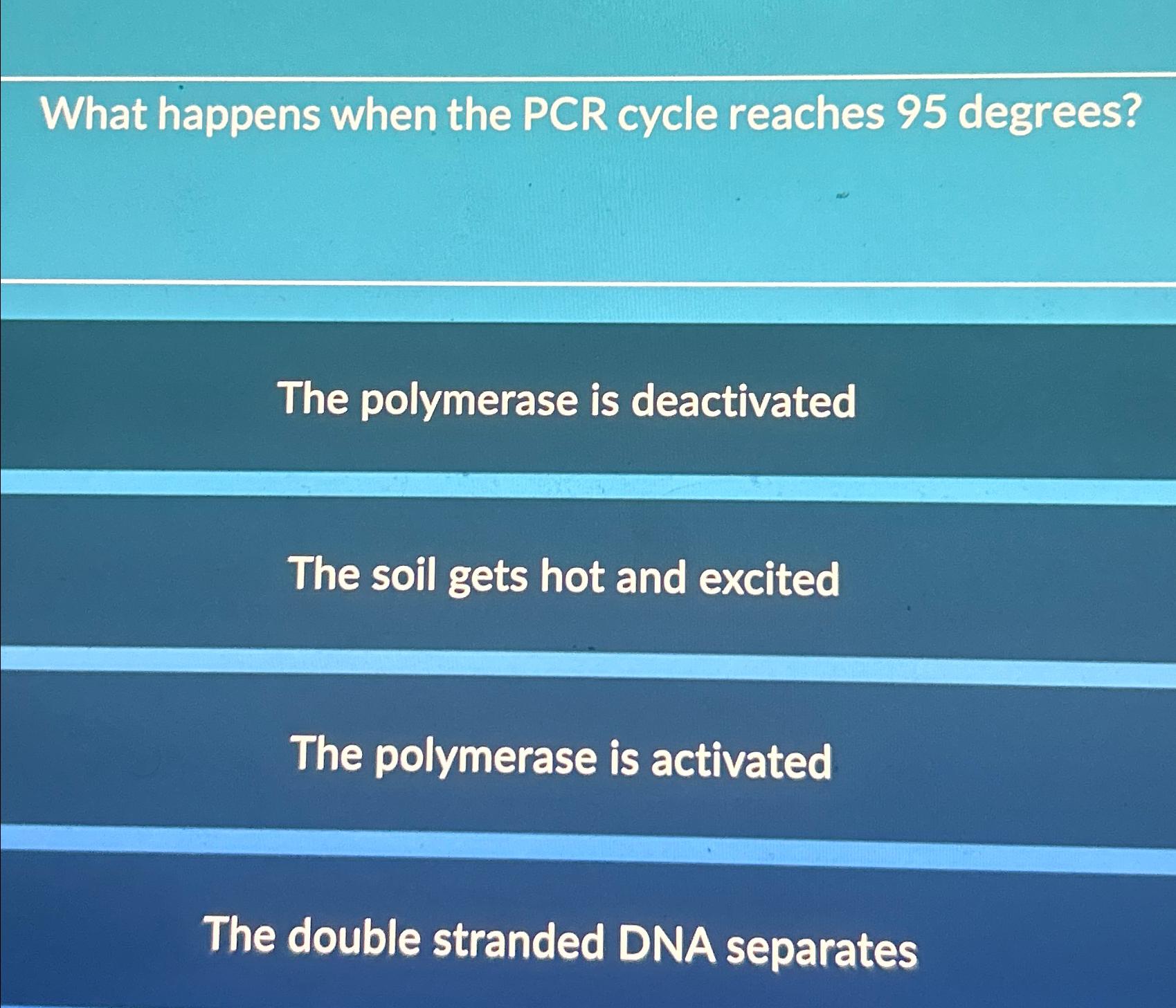 Solved What happens when the PCR cycle reaches 95 | Chegg.com