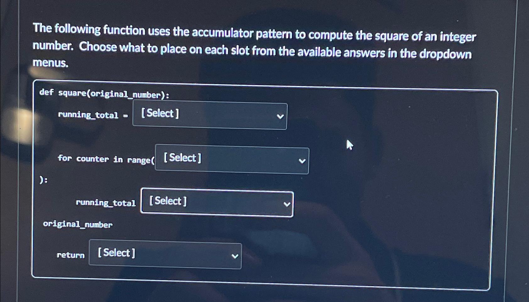 Solved The following function uses the accumulator pattern | Chegg.com