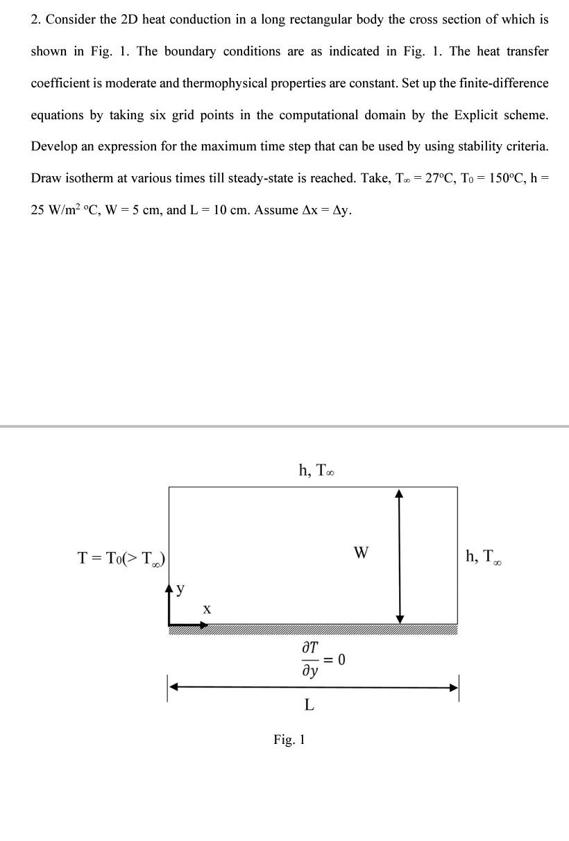 Solved 2. Consider the 2D heat conduction in a long | Chegg.com