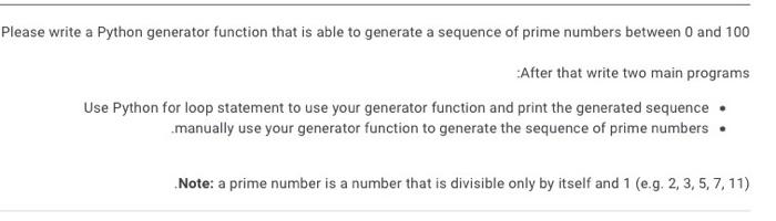 Solved Ease Write A Python Generator Function That Is Able