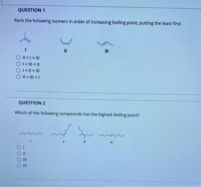 Solved Rank the following isomers in order of increasing | Chegg.com