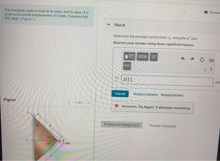 Solved The triangular plate is fixed at its base, and its | Chegg.com