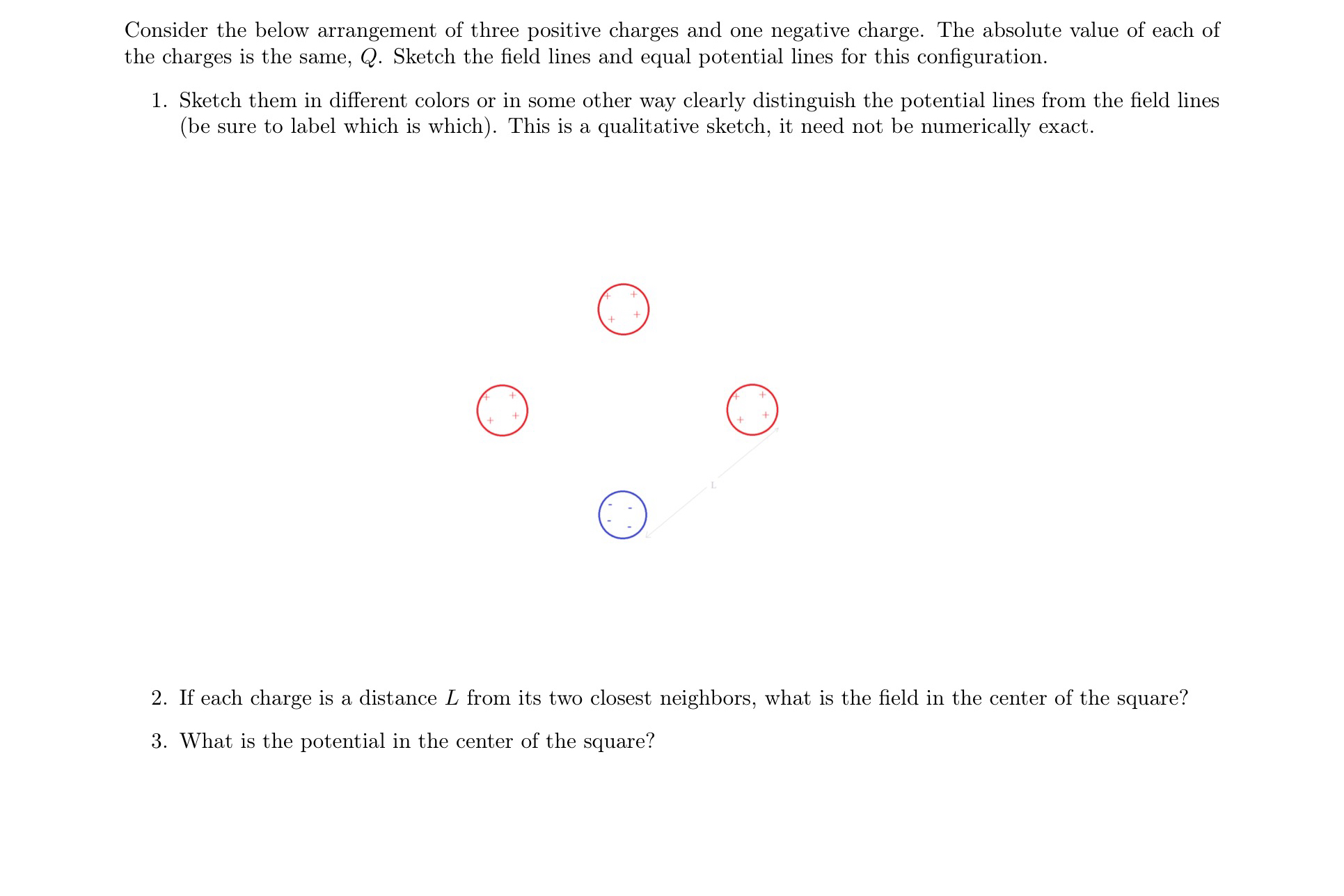 Solved Consider the below arrangement of three positive | Chegg.com