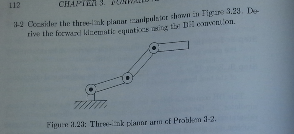 Solved 1123-2 ﻿Consider the three-link planar manipulator | Chegg.com