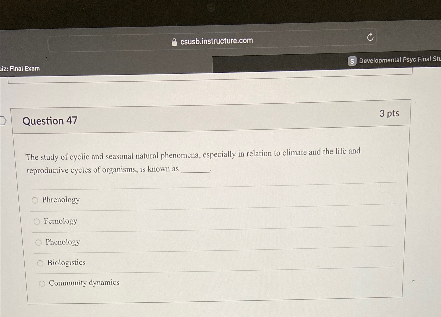 Solved csusb.instructure.comDevelopmental Psyc Final | Chegg.com