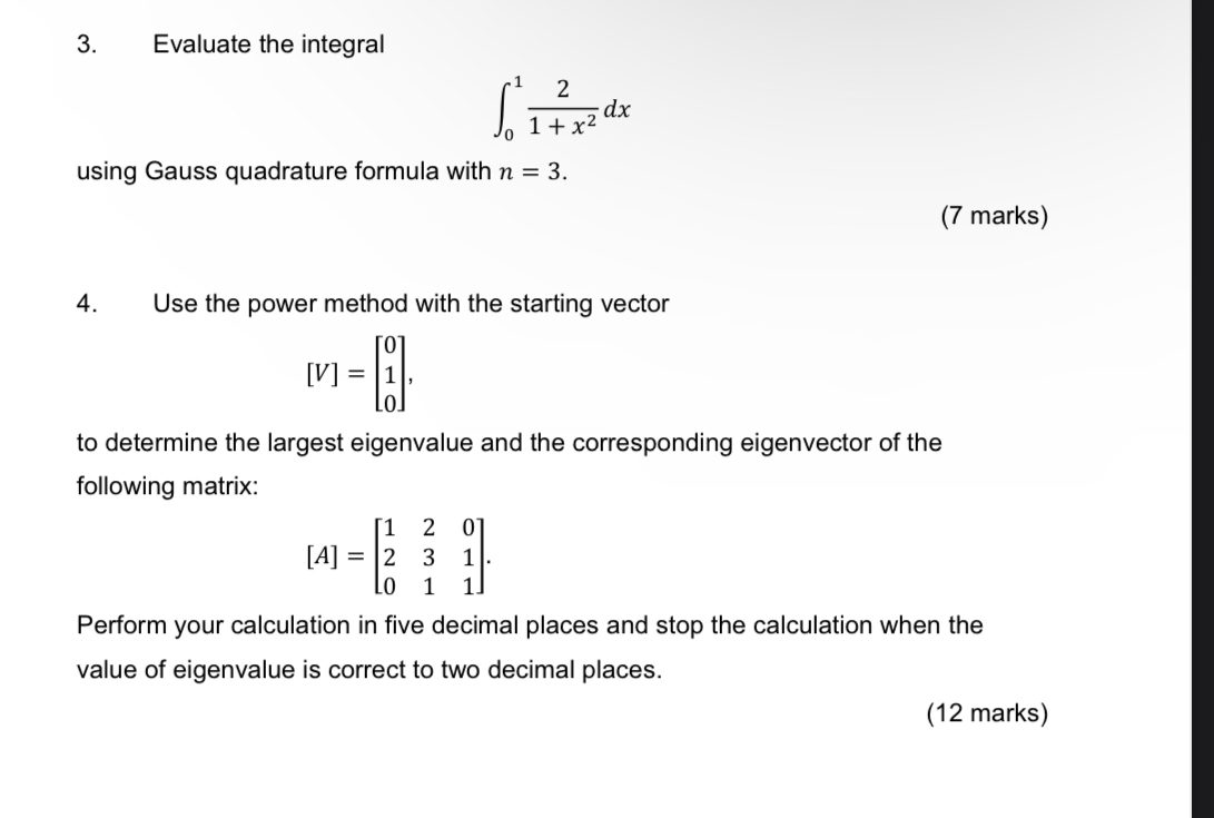 Solved Evaluate the integral∫0121+x2dxusing Gauss quadrature | Chegg.com