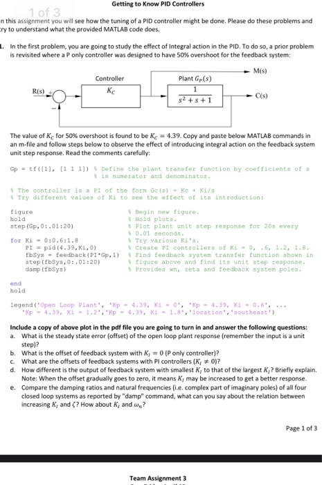 Solved Getting to know PID Controllers 1 of 3 in this | Chegg.com