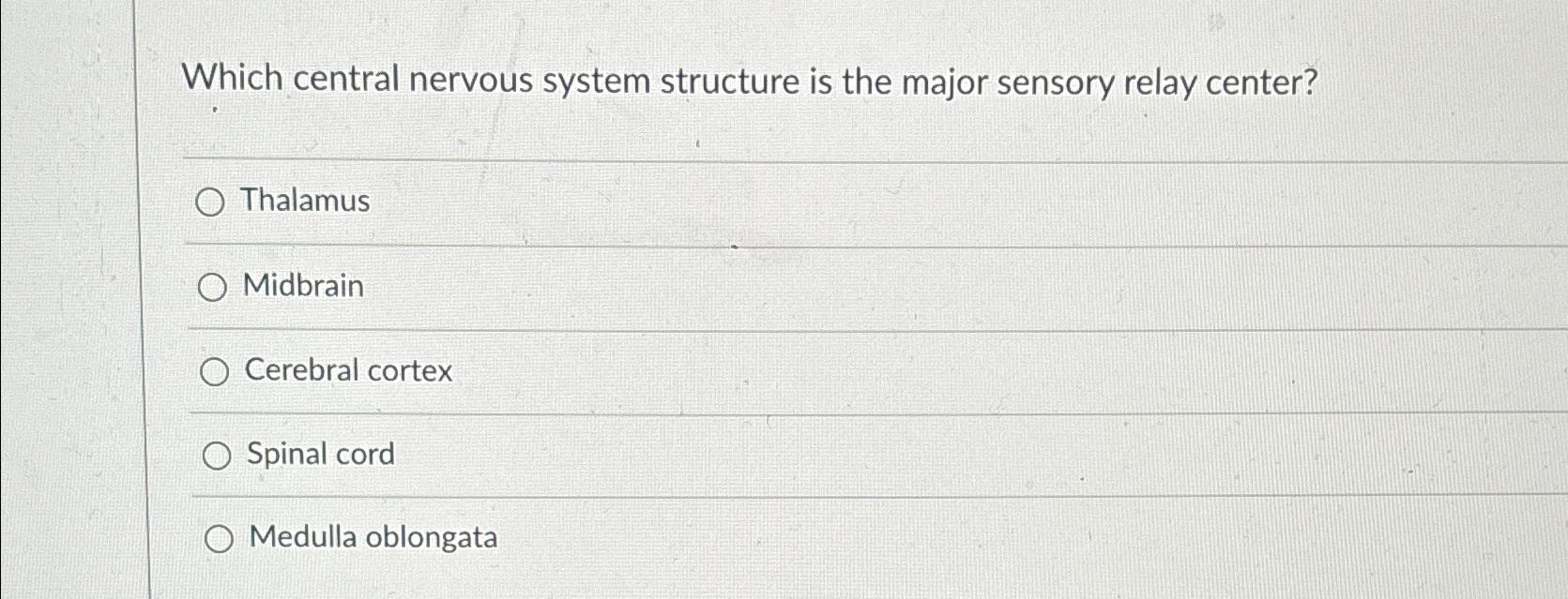 Solved Which central nervous system structure is the major | Chegg.com