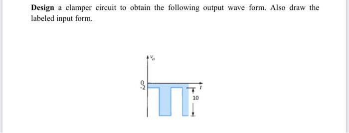 Solved Design a clamper circuit to obtain the following | Chegg.com