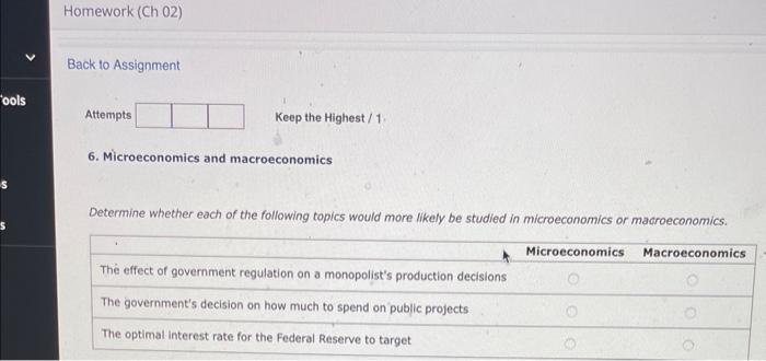 Solved Back to Assignment Attempts Keep the Highest / 1. 6. | Chegg.com