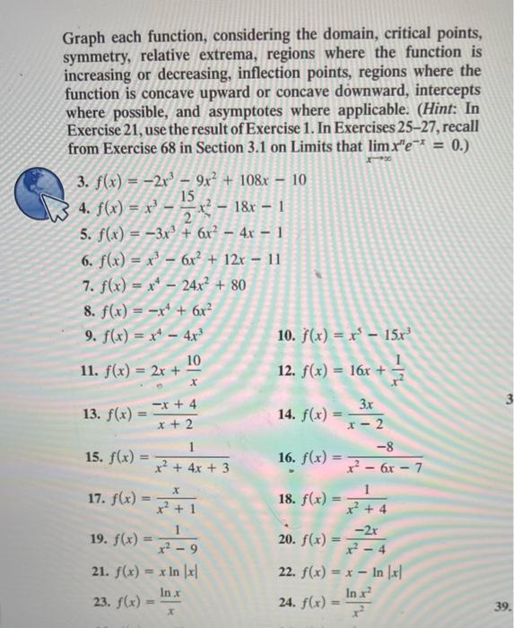 Solved Graph each function, considering the domain, critical | Chegg.com