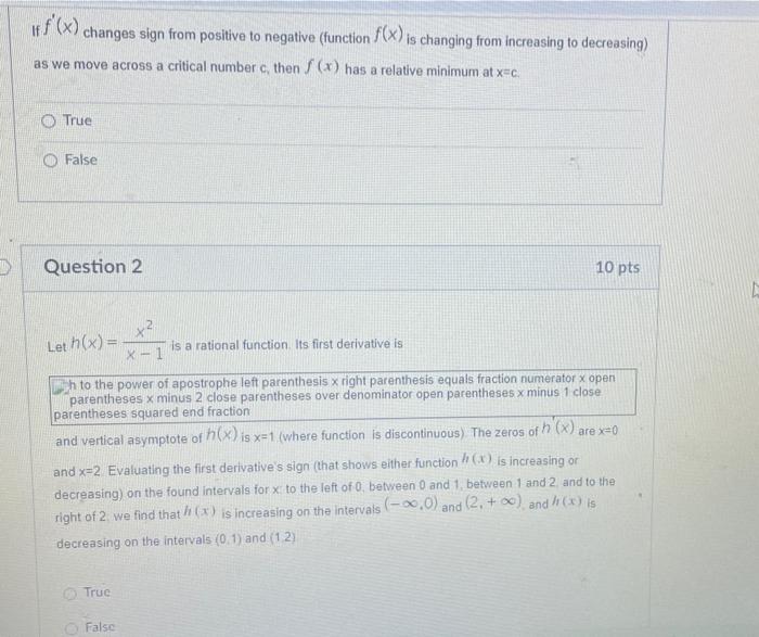Solved D If f'(x) changes sign from positive to negative | Chegg.com