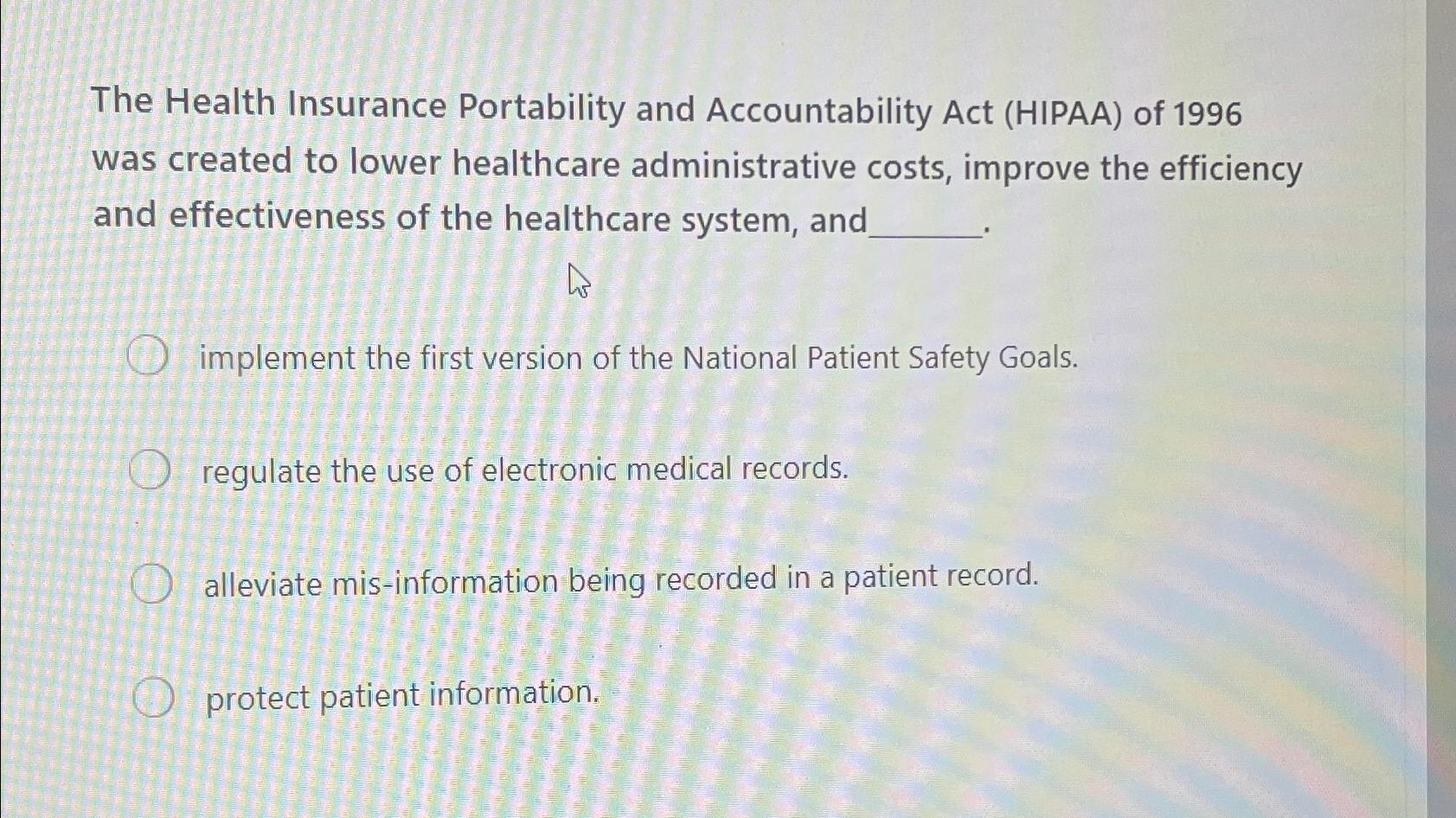 The Health Insurance Portability and Accountability | Chegg.com