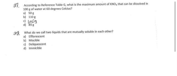 Solved 5. According to Reference Table G, the amount of NH, | Chegg.com
