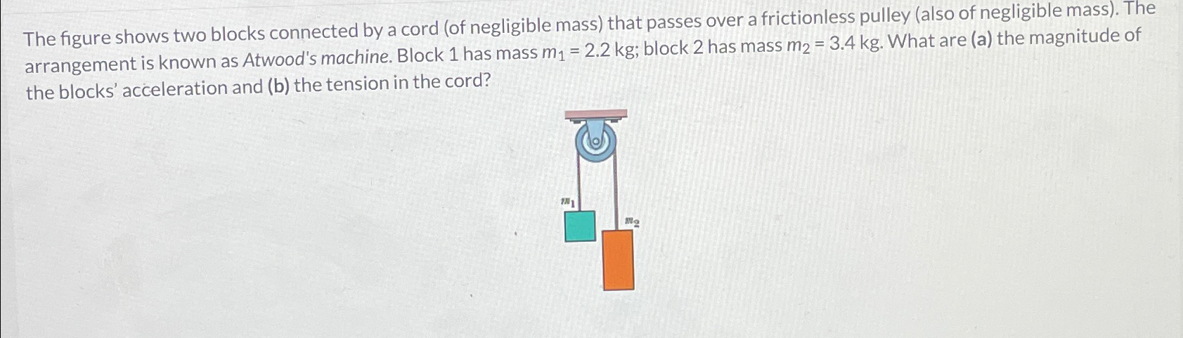 Solved The figure shows two blocks connected by a cord (of | Chegg.com