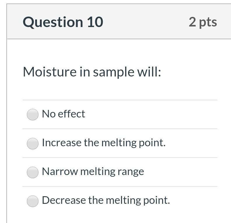 Solved Question 8 2 pts The soluble volatile impurities .... | Chegg.com