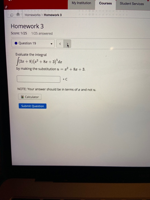 Solved My Institution Courses Student Services Homeworks > | Chegg.com