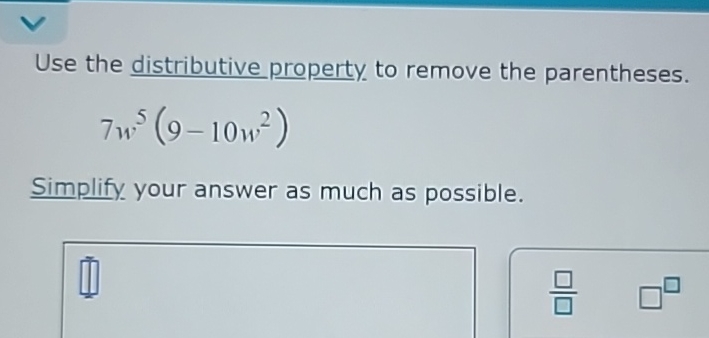 Solved Use the distributive property to remove the | Chegg.com