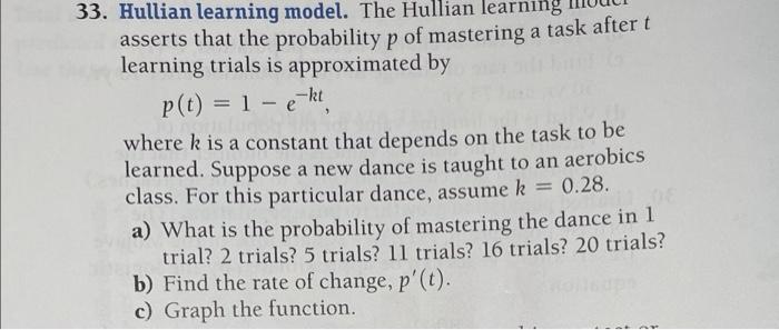 Solved 33. Hullian learning model. The Hullian learning | Chegg.com