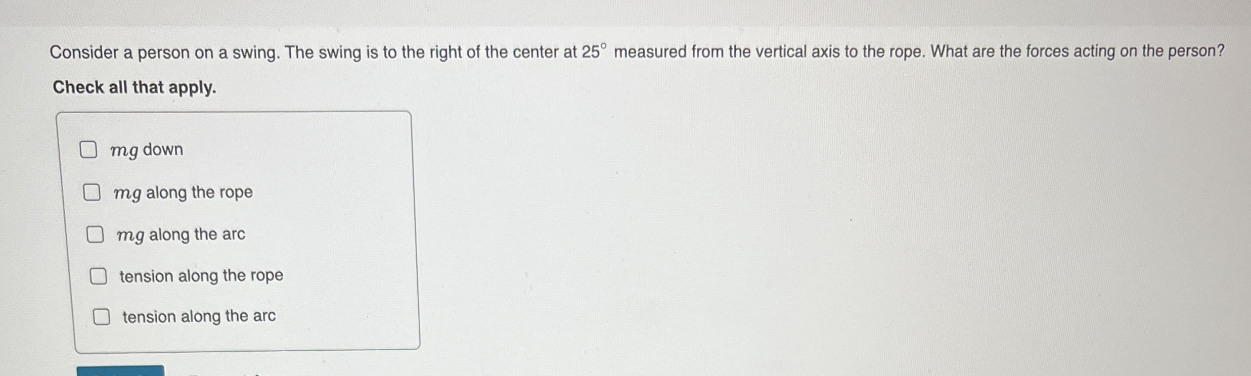Solved Consider a person on a swing. The swing is to the | Chegg.com