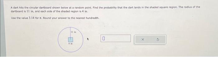 Solved A dart hits the circular dartboard shown below at a | Chegg.com