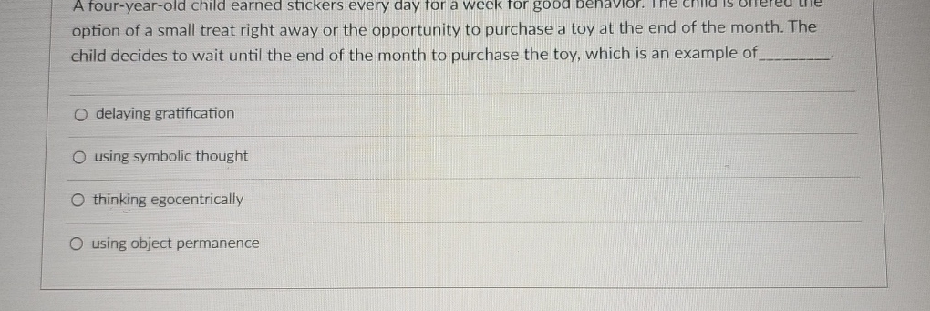 Solved A four-year-old child earned stickers every day for a | Chegg.com