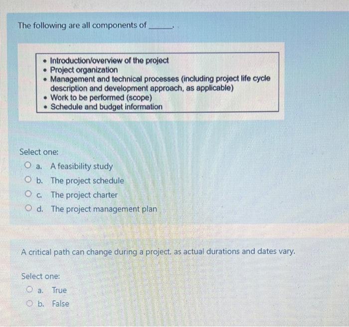 Solved The following are all components of • | Chegg.com