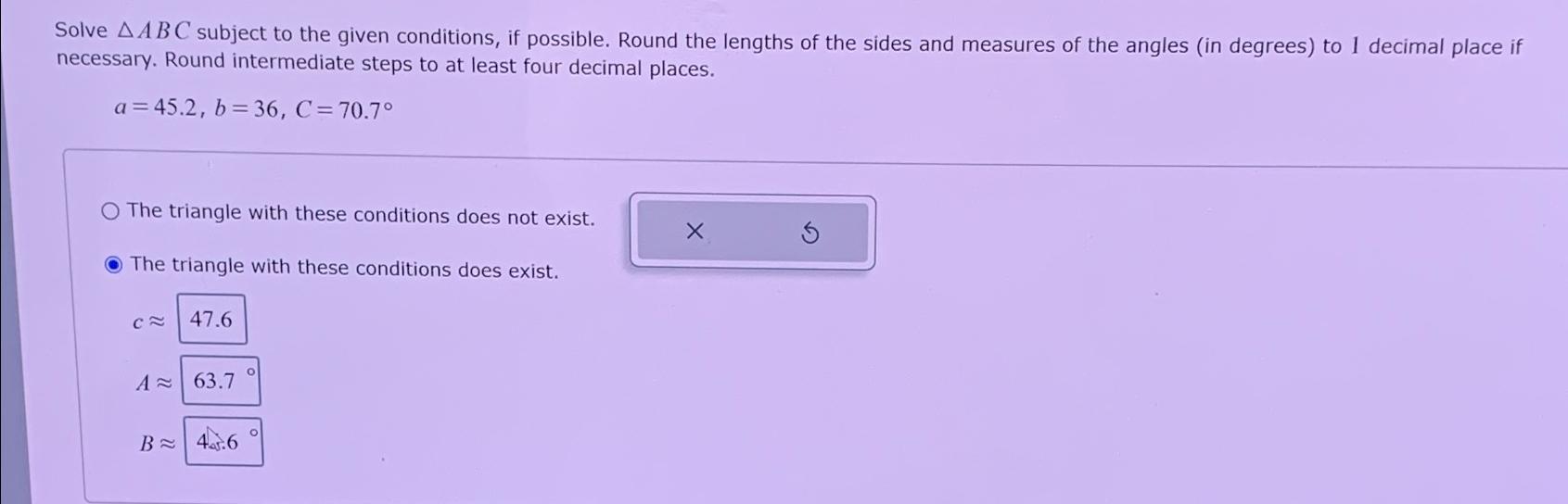 Solved Solve Abc ﻿subject To The Given Conditions If