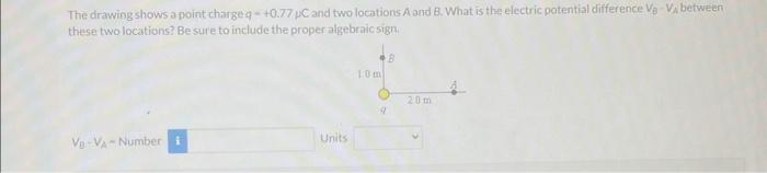 Solved The drawing shows a point tharge q−+0.77μC and two | Chegg.com
