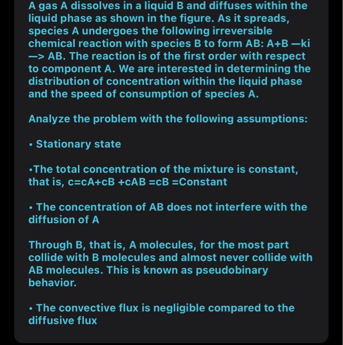 Solved A gas A dissolves in a liquid B and diffuses within | Chegg.com