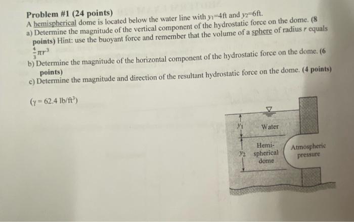Solved Problem #1 (24 points) A hemispherical dome is | Chegg.com Solved Problem #1 (24 points) A hemispherical dome is | Chegg.com