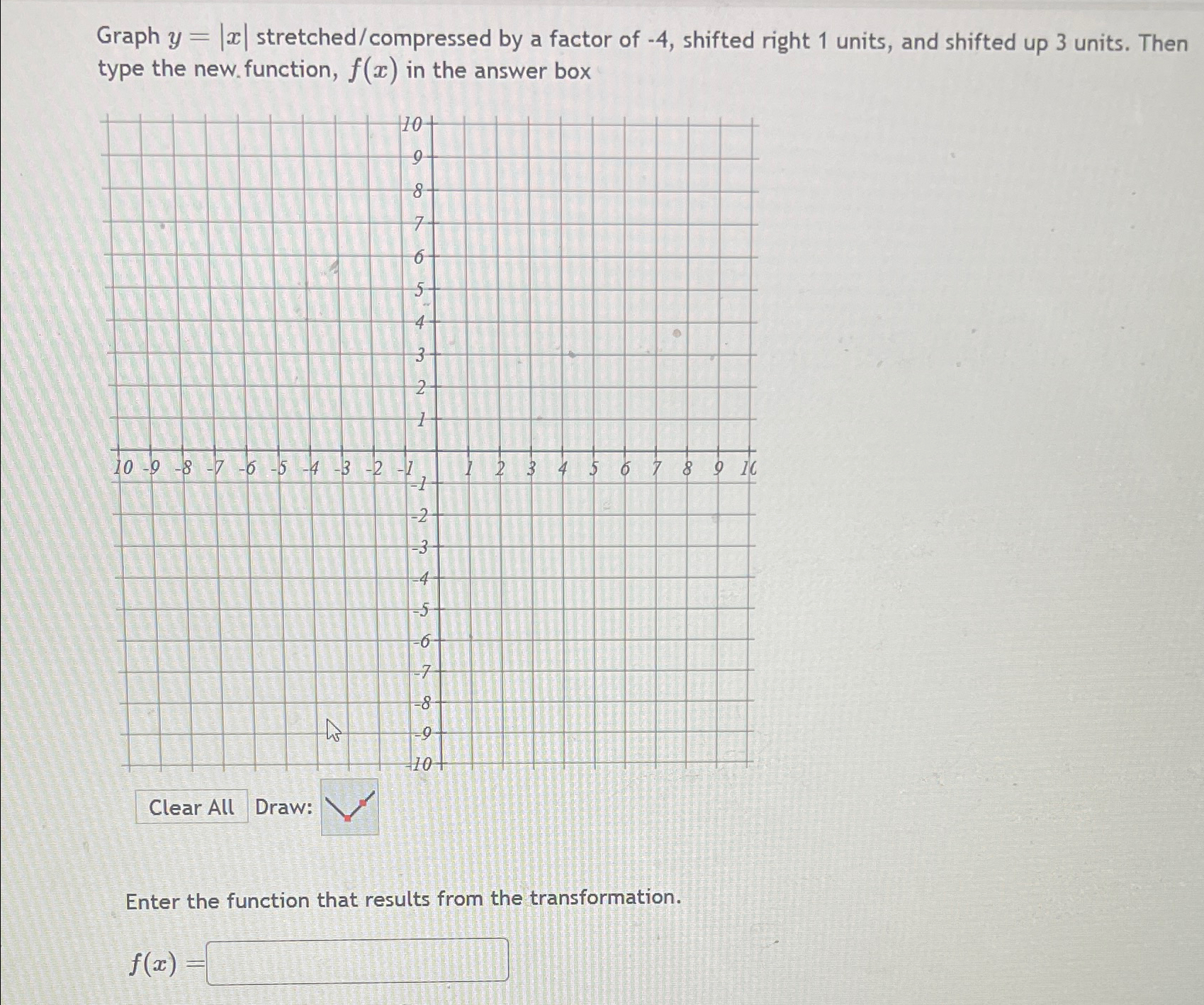 Solved Graph y=|x| ﻿stretched/compressed by a factor of -4 , | Chegg.com