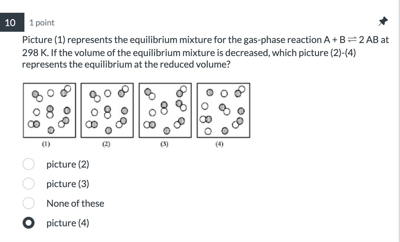 Solved Picture (1) ﻿represents the equilibrium mixture for | Chegg.com ...