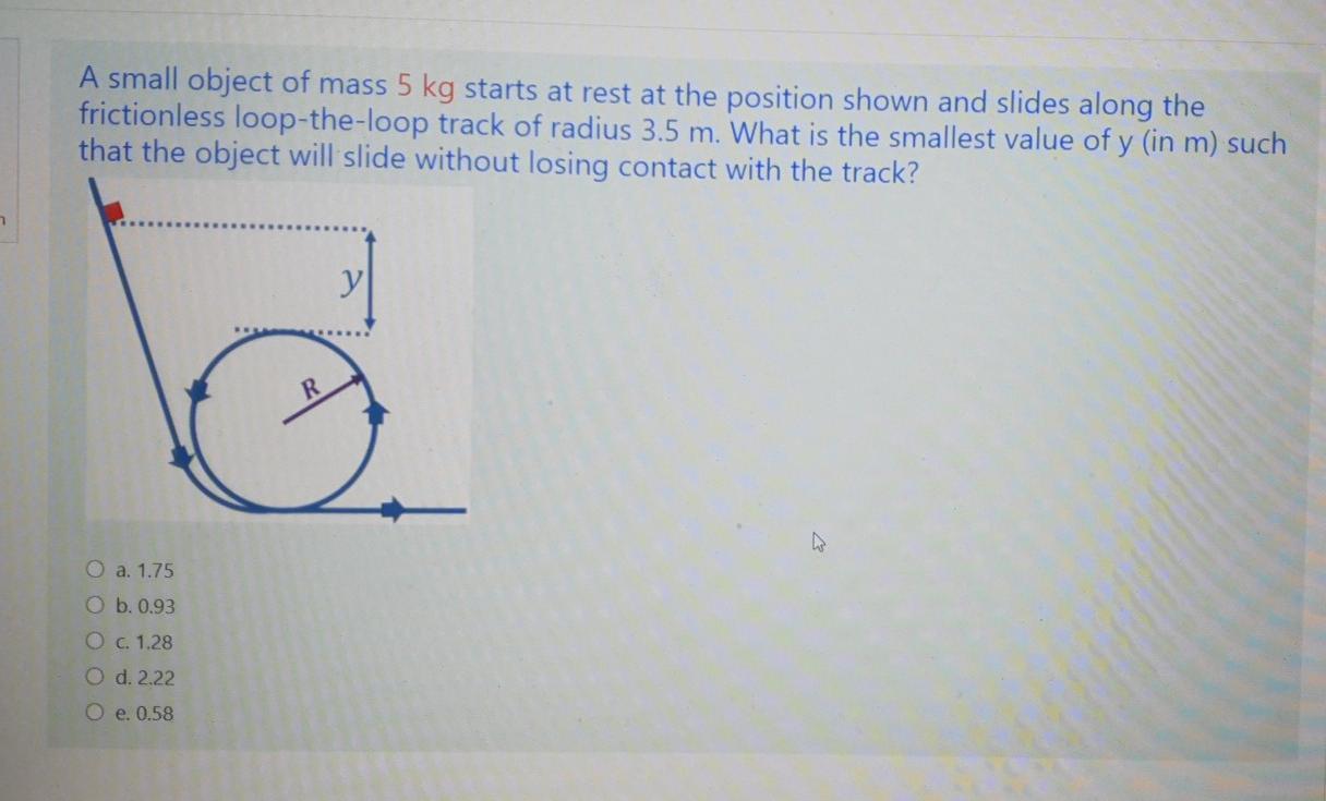 Solved A small object of mass 5 kg starts at rest at the | Chegg.com