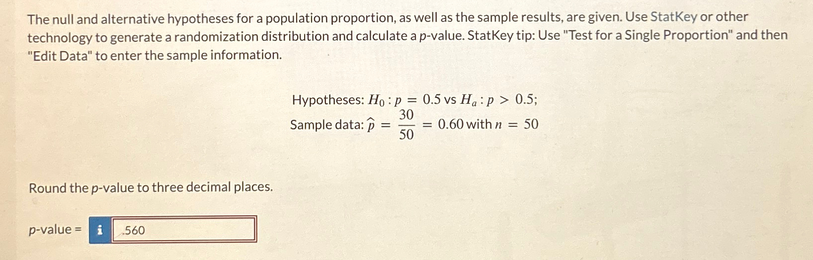 Solved The null and alternative hypotheses for a population | Chegg.com