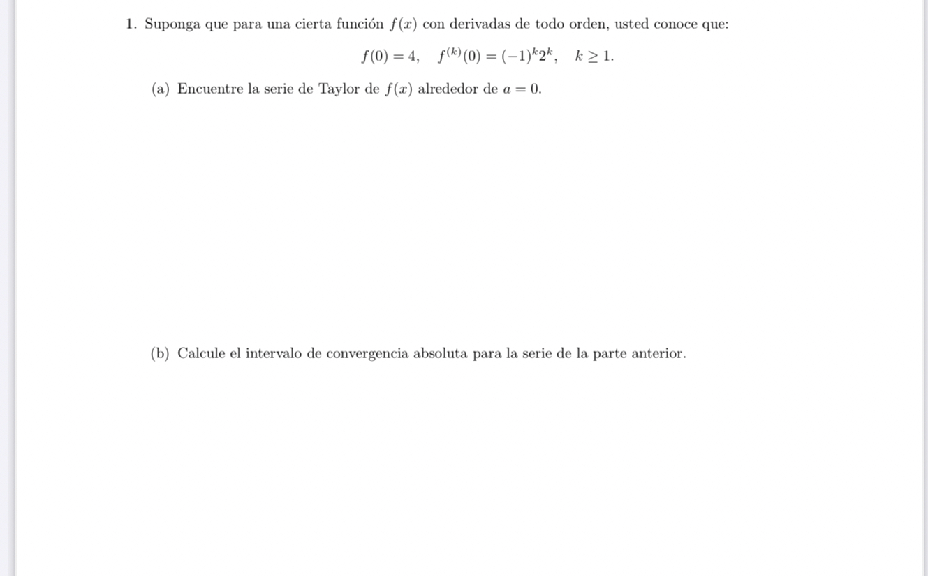 Solved Suponga que para una cierta función f(x) ﻿con | Chegg.com