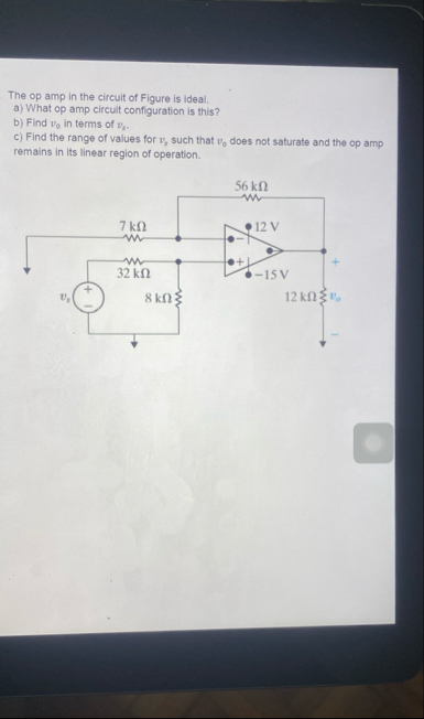 Solved The op amp in the circuit of Figure is ideal.a) ﻿What | Chegg.com