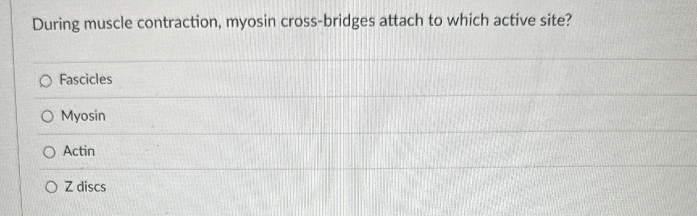 Solved During muscle contraction, myosin cross-bridges | Chegg.com