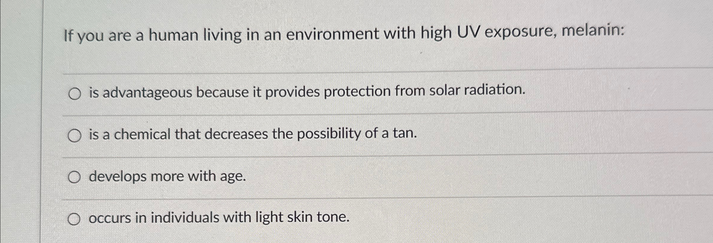 Solved If you are a human living in an environment with high | Chegg.com