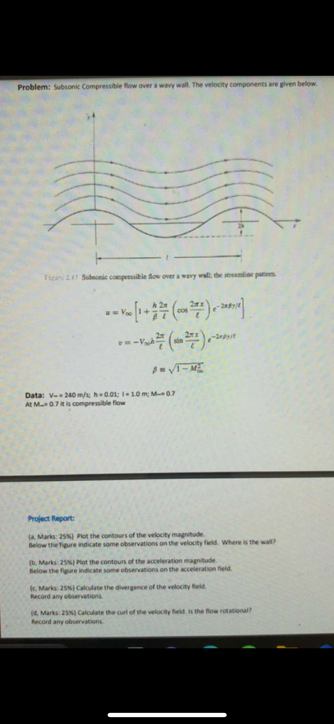 Solved Problem: Subsonic Compressible flow over a wavy wall. | Chegg.com
