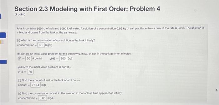 Solved Section 2 3 Modeling With First Order Problem 4 1