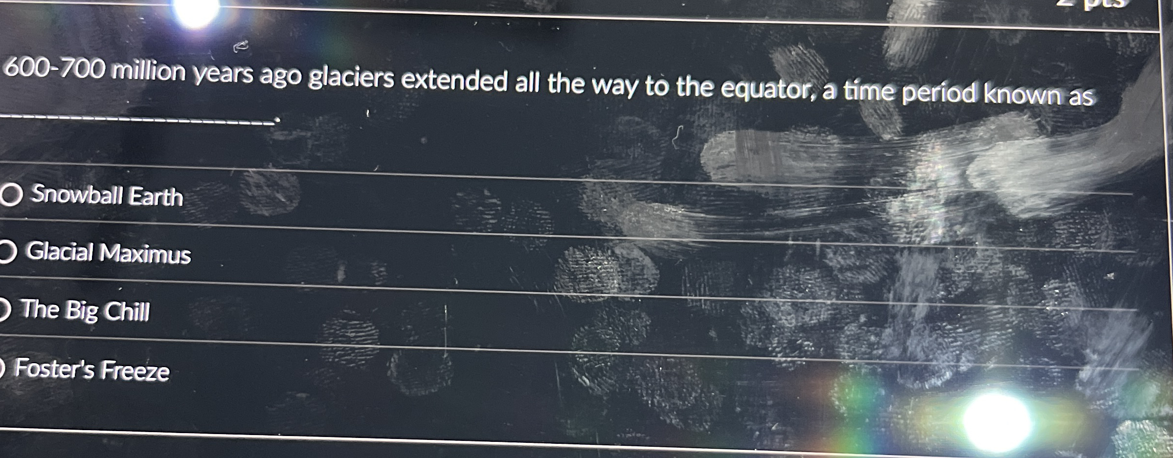 600-700 ﻿million years ago glaciers extended all the | Chegg.com