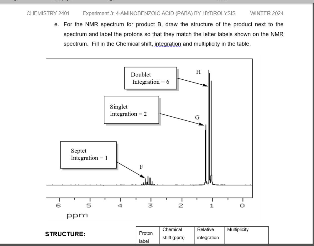 Solved CHEMISTRY 2401Experiment 3: 4-AMINOBENZOIC ACID | Chegg.com