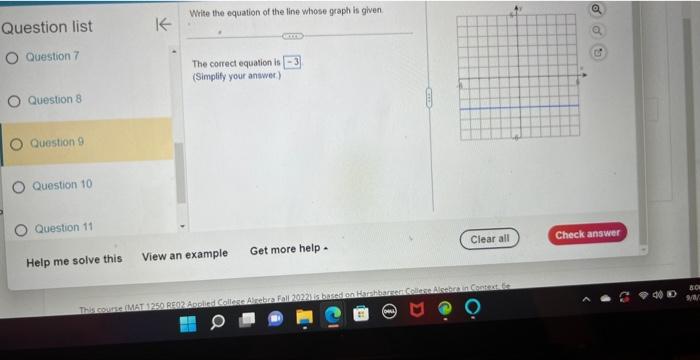 Solved Question Lis Question 7 Write The Equation Of The 