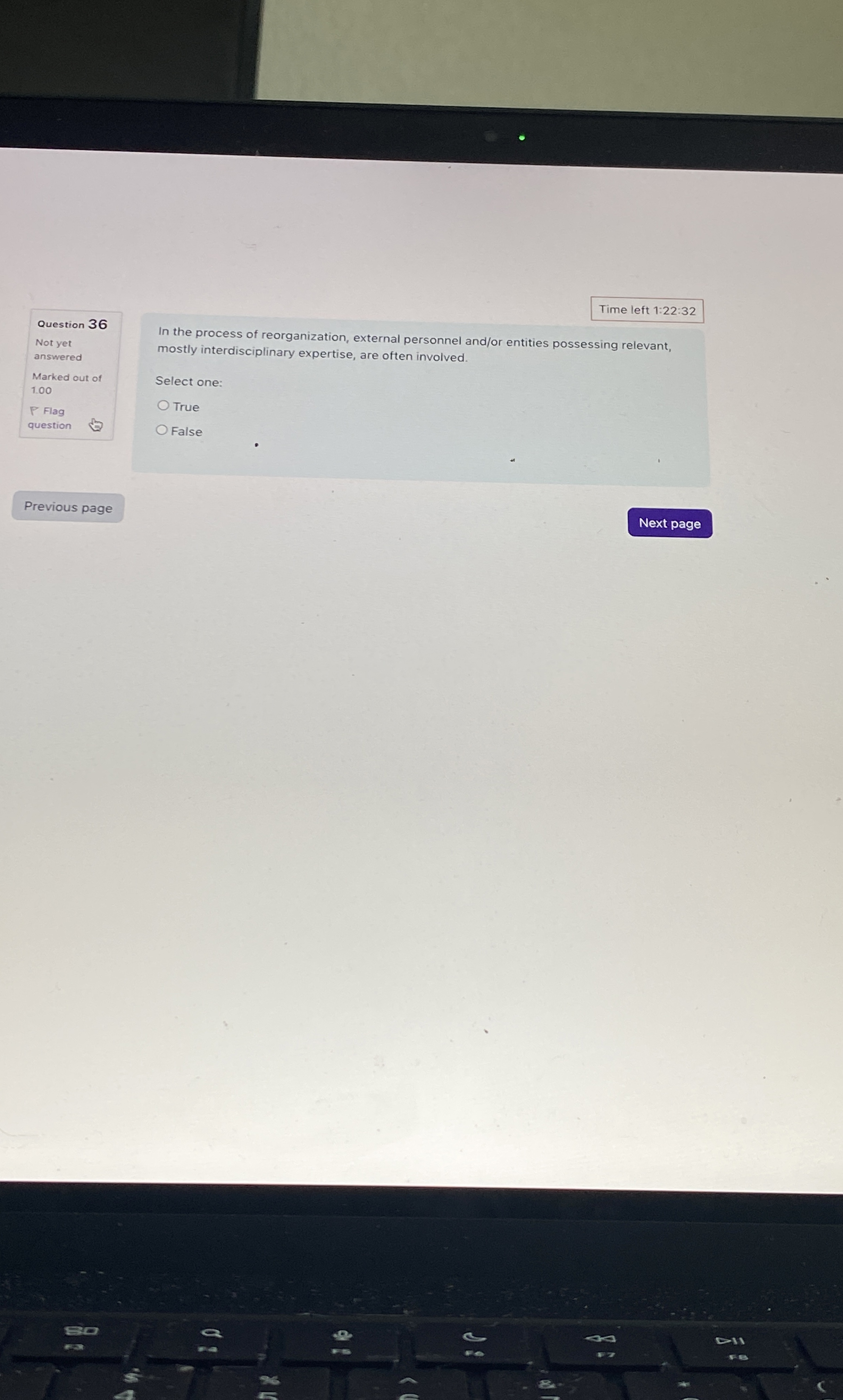 Solved Time left 1:22:32Question 36Not yetansweredMarked out | Chegg.com