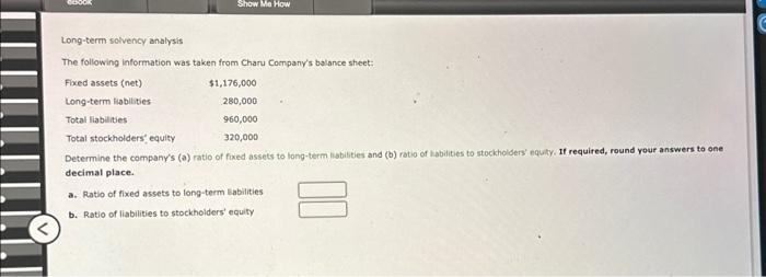 Solved Long-term solvency analysis The following information | Chegg.com