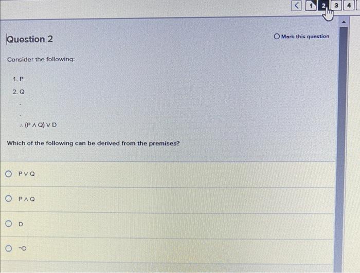 Solved Question 2 Mark this question Consider the following: | Chegg.com